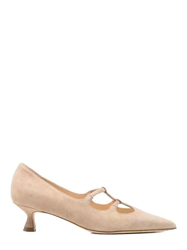 ANNA F. Pointed Toe T-strap Pumps - Neutrals