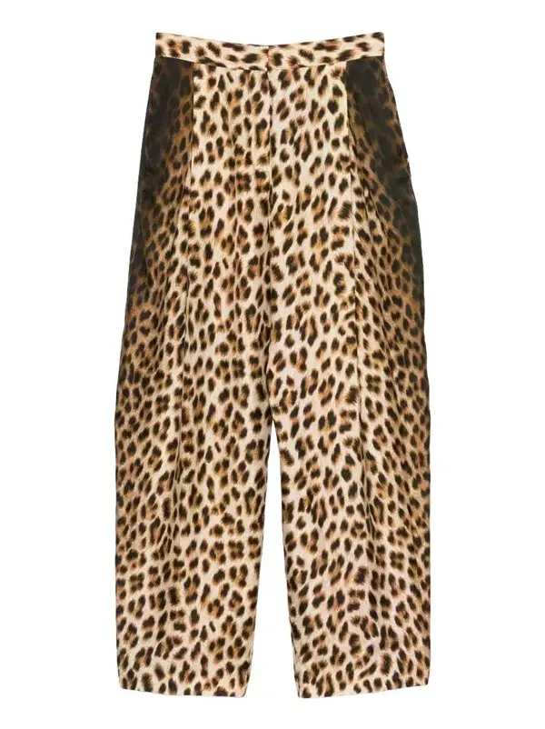 Sportmax Leopard Print Wide Leg Trousers - Neutrals