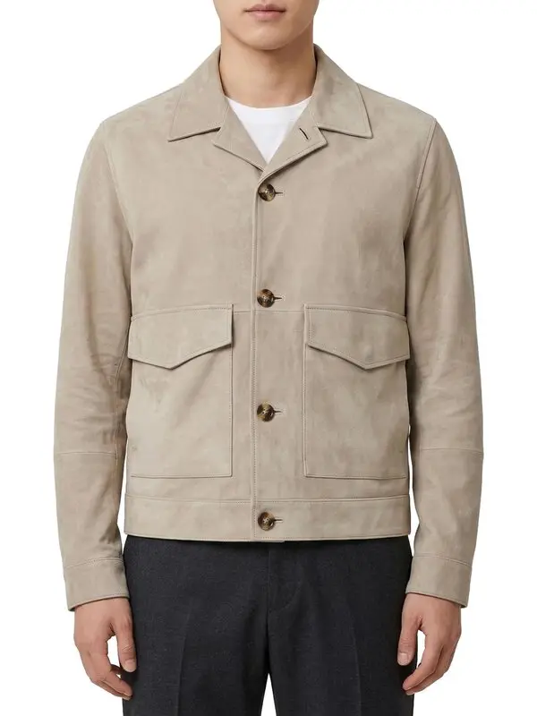 Brunello Cucinelli Suede Calfskin Leather Shirt Jacket - Kaki