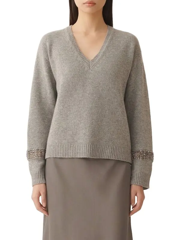Fabiana Filippi Virgin Wool, Silk, And Cashmere Pullover - Grey