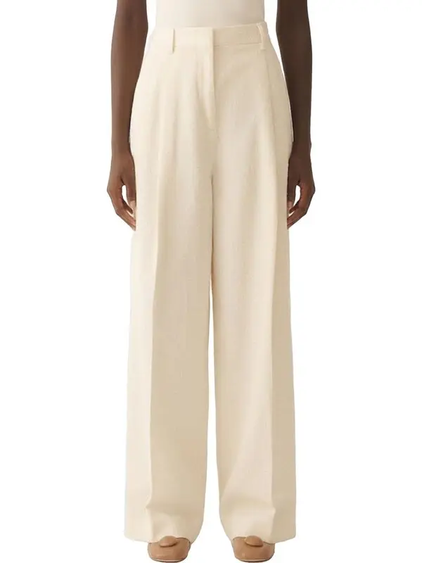 Fabiana Filippi Virgin Wool Blend Wide-leg Trousers - Butter
