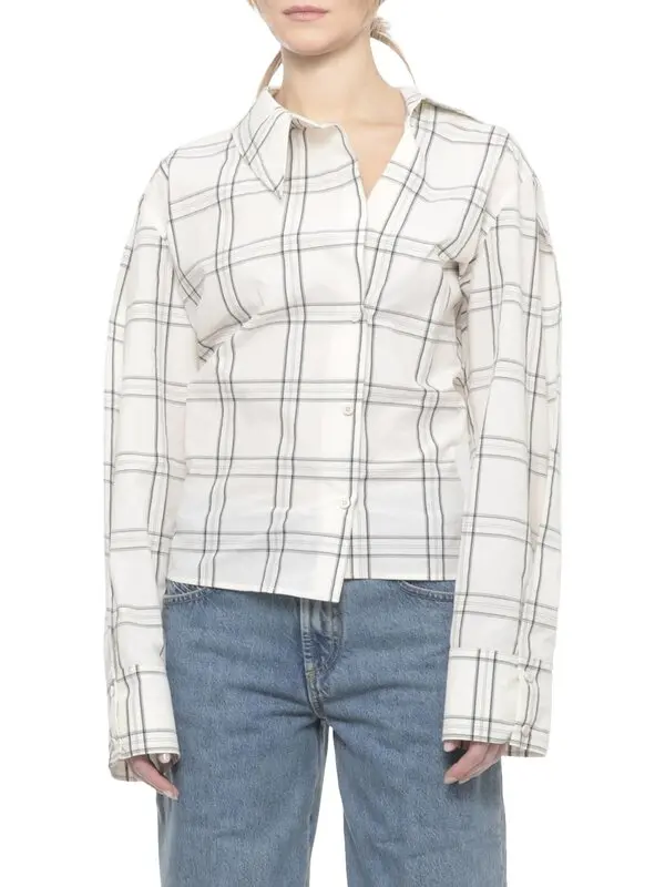 Attico Cotton Check Shirt - Ivory