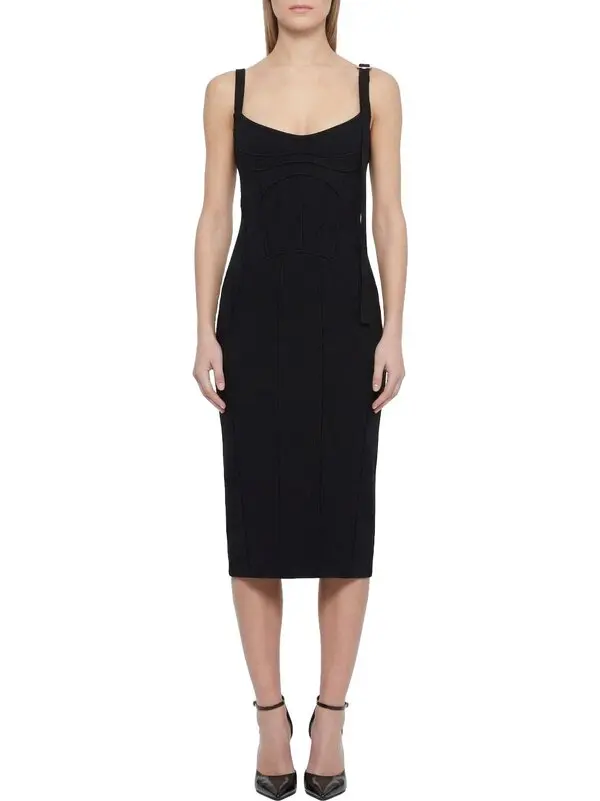 Attico Sheath Midi Dress - Black