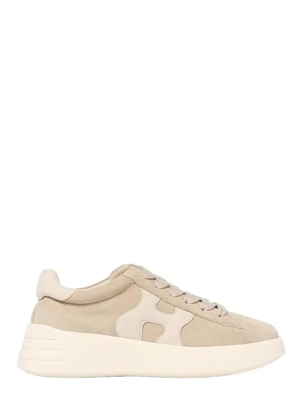 Hogan Suede Sneakers With Contrast H Detail - Beige