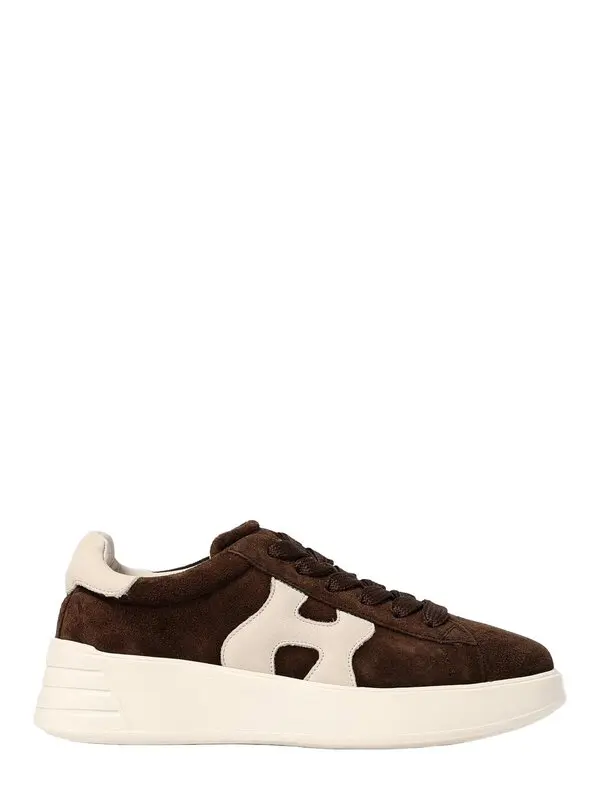 Hogan Suede Sneakers With Contrast H Detail - Brown