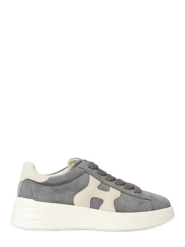 Hogan Suede Sneakers With Contrast H Detail - Charcoal