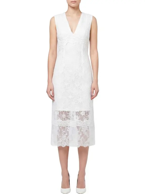 Pinko Lace Midi Dress - White