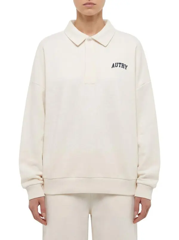 AUTRY Cotton Polo Shirt With Embroidered Logo - White
