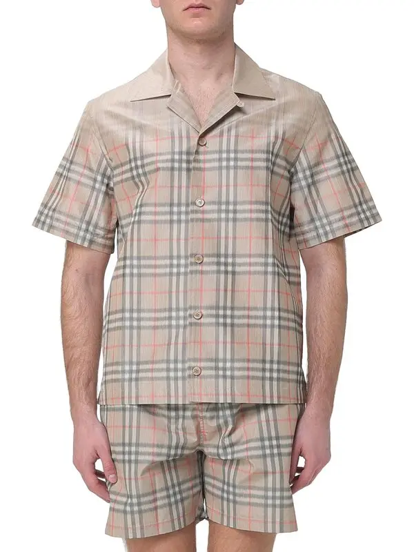Burberry Casual Shirt In Viscose Blend With Vintage Check Print - Beige