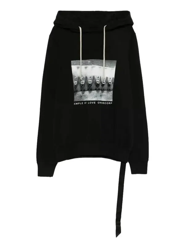 Rick Owens Graphic Oversized Hoodie - Black