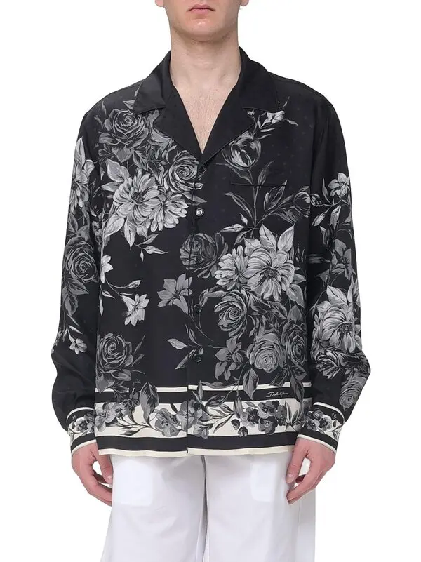 Dolce & Gabbana Silk Shirt With Floral Print - Black