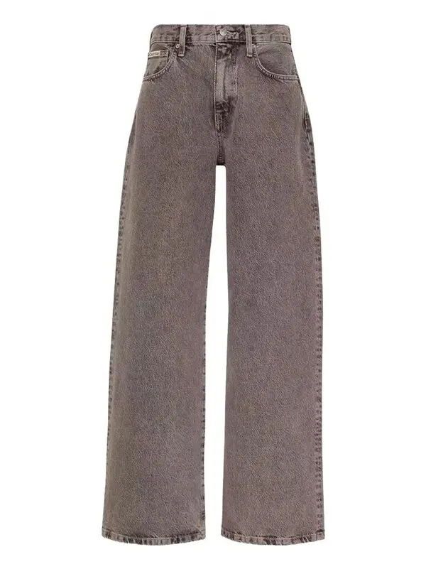 Calvin Klein Logo-patch Wide-leg Jeans - Grey