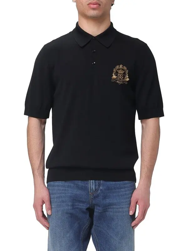 Dolce & Gabbana Virgin Wool Polo Shirt With Logo - Black