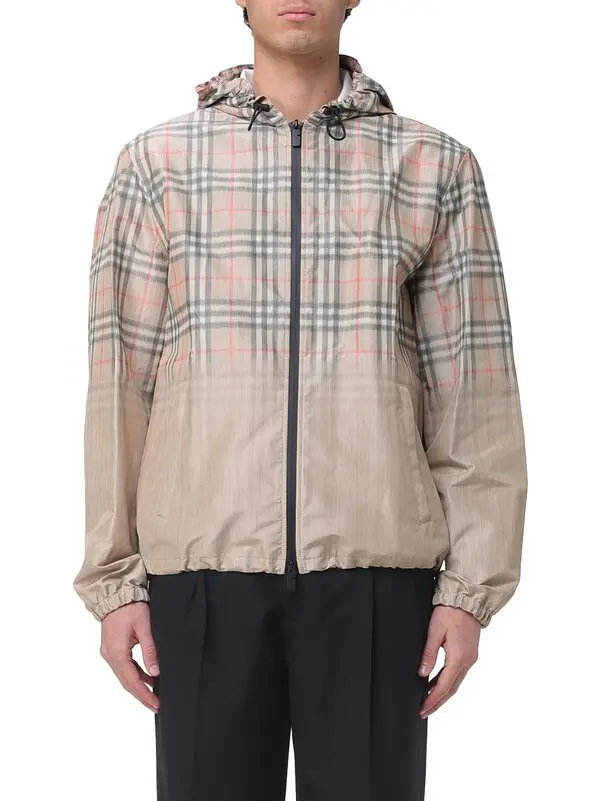 Burberry Checked Windbreaker Jacket - Beige
