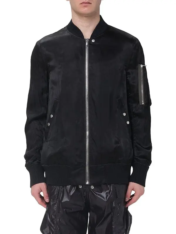 Rick Owens Cupro And Virgin Wool Bomber Jacket - Black