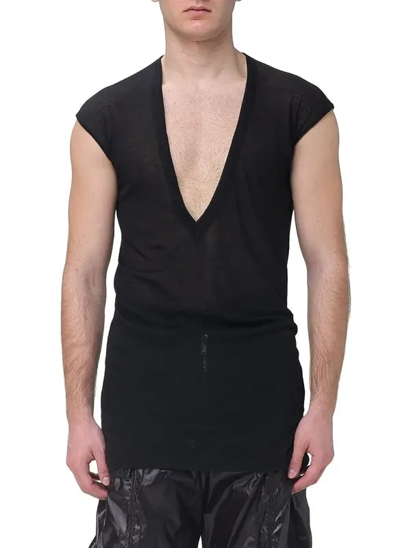 Rick Owens V-neck Cotton T-shirt - Black