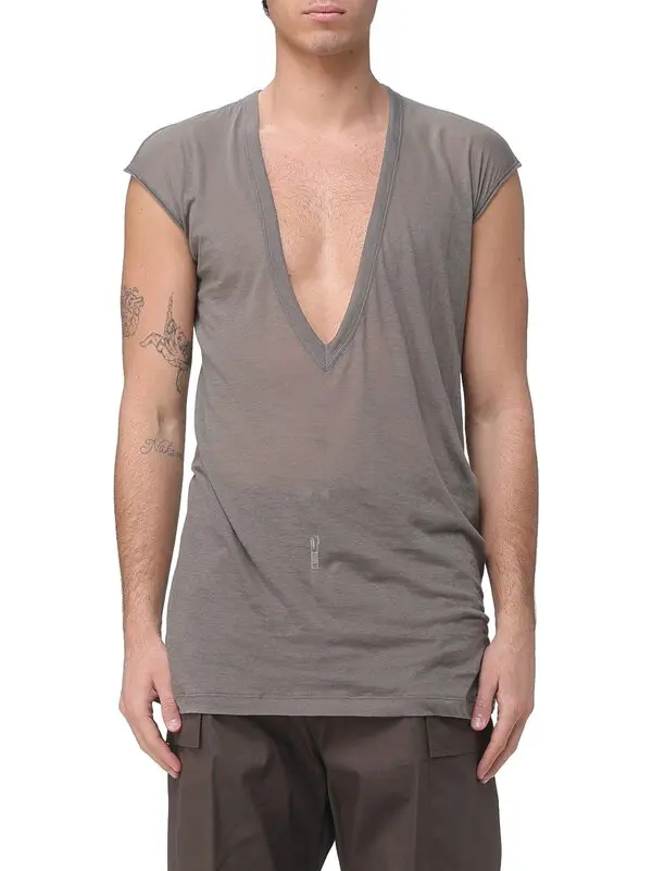 Rick Owens V-neck Cotton T-shirt - Grey
