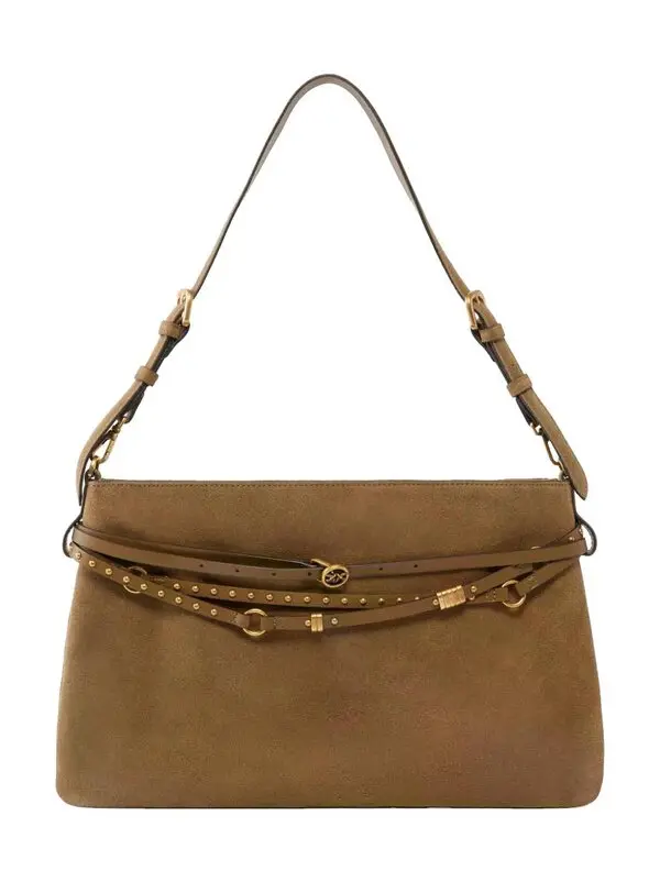 Pinko Studded-strap Shoulder Bag - Brown