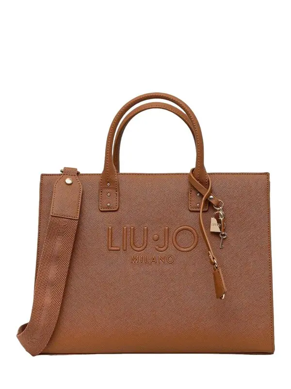 Liu Jo Saffiano Faux Leather Top Handle Bag With Shoulder Strap - Brown