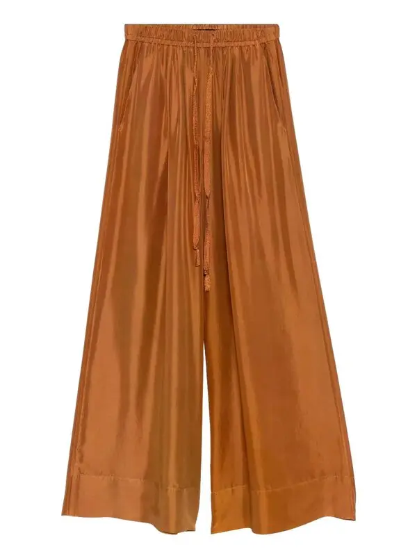 FORTE_FORTE Drawstring Satin Trousers - Brown