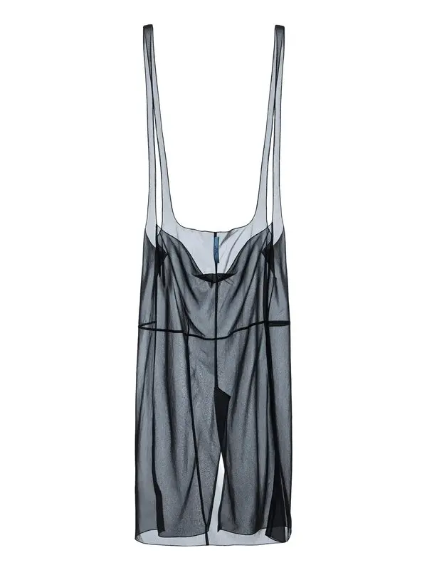 Prada Sheer Georgette Midi Skirt - Black