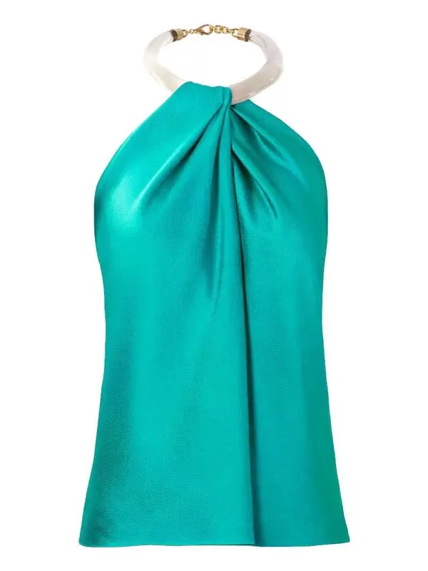 Silvia Tcherassi Dianela Halterneck Blouse - Green