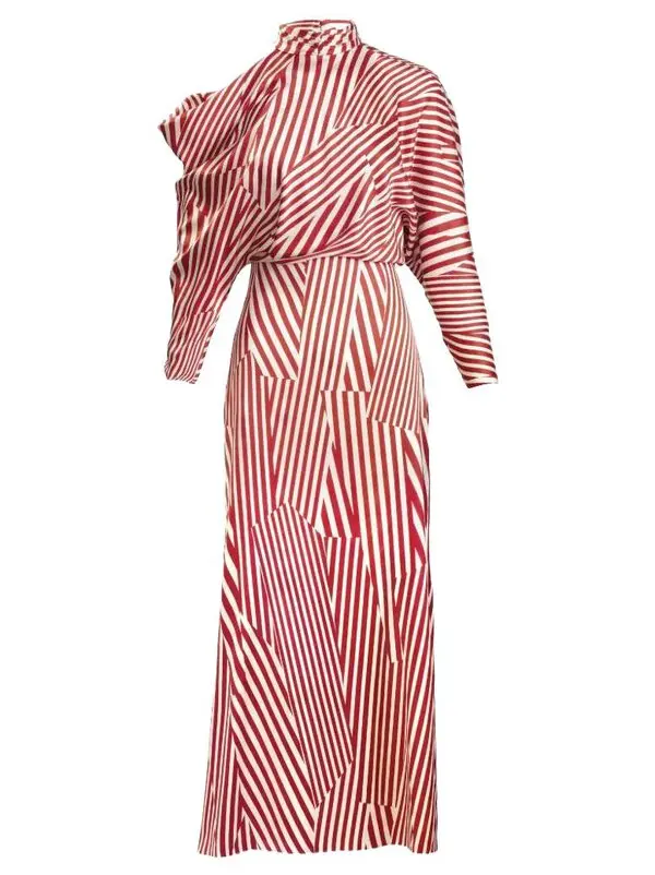 Silvia Tcherassi Lisa Striped Midi Dress - Red