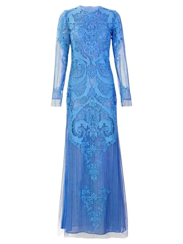 Silvia Tcherassi Lace Long-sleeve Maxi Dress - Blue