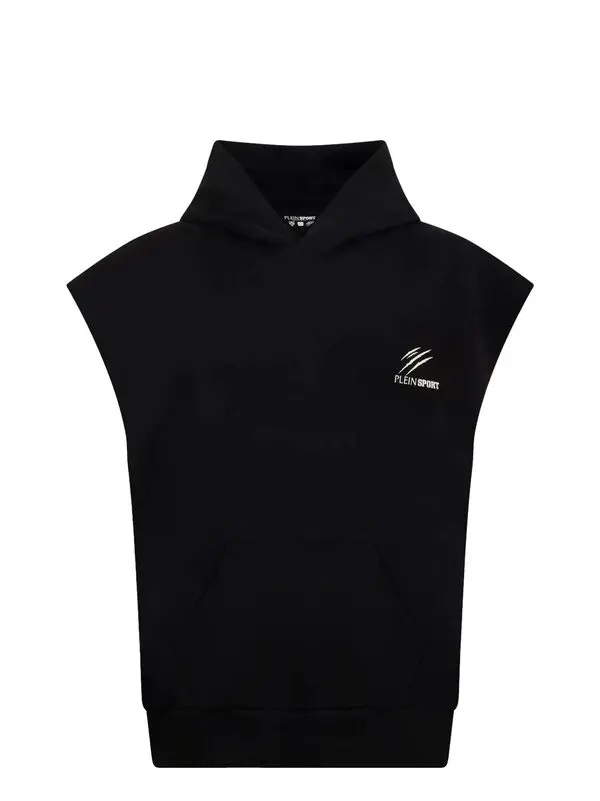 PLEIN SPORT Logo-detail Sleeveless Hoodie - Black