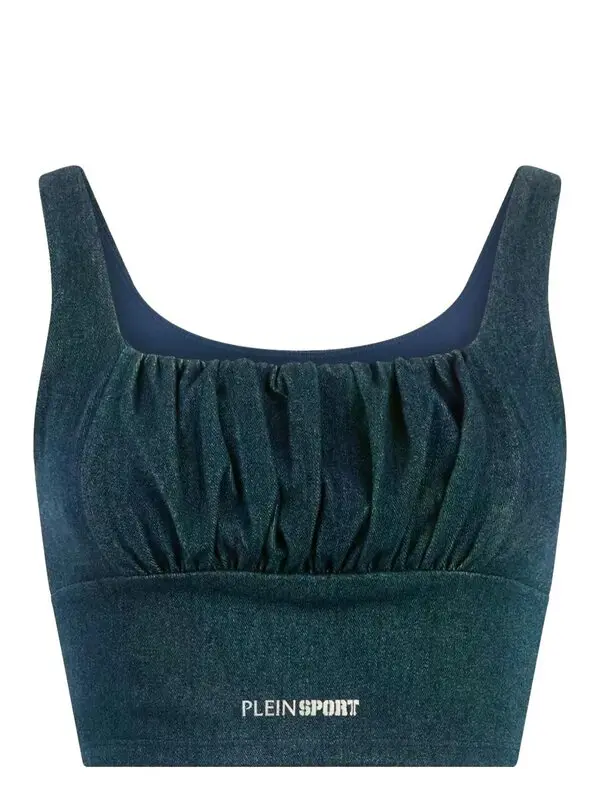 PLEIN SPORT Gathered Denim Top - Blue