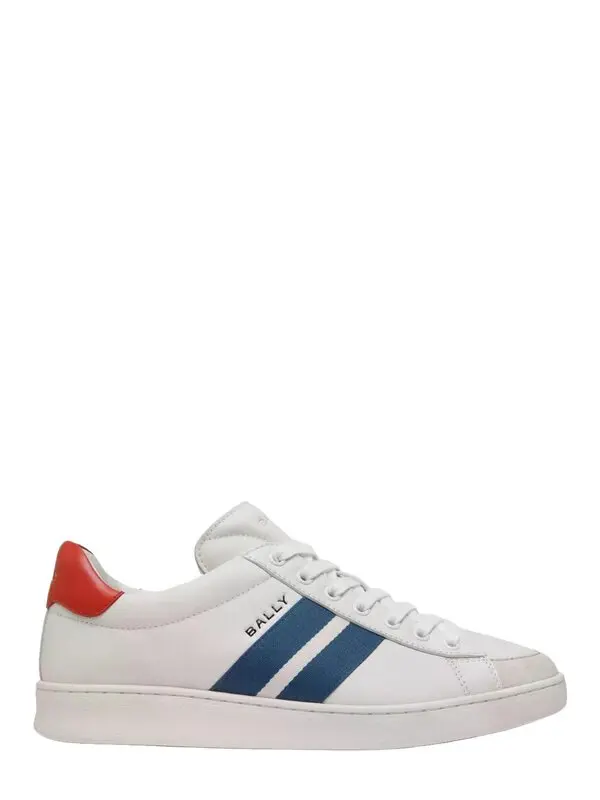 Bally Retro Crest Ribbon-striped Leather Sneakers - White