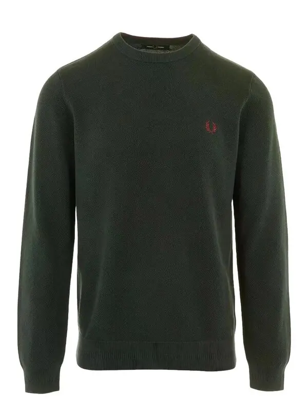 Fred Perry Embroidered Crew-neck Sweater - Green