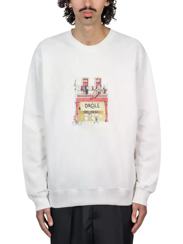 Drole De Monsieur Graphic Print Sweatshirt - Neutrals