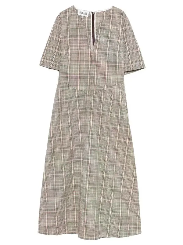 Baum Und Pferdgarten Avia Checked Midi Dress - Neutrals