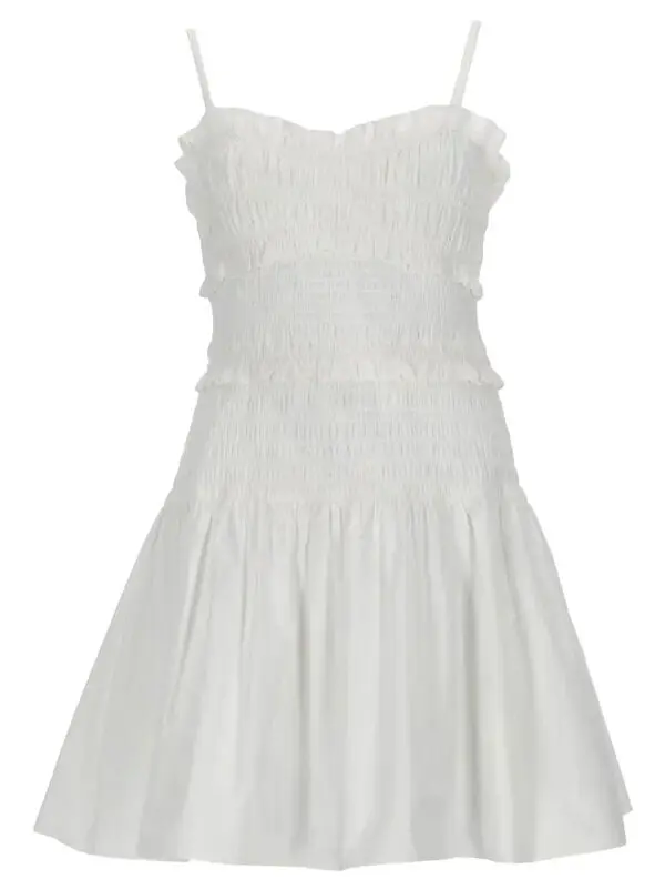 Michael Kors Ruffled Smocked Mini Dress - White