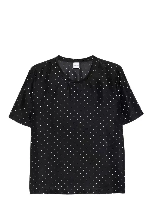 Aspesi Polka Dot Silk Top - Black