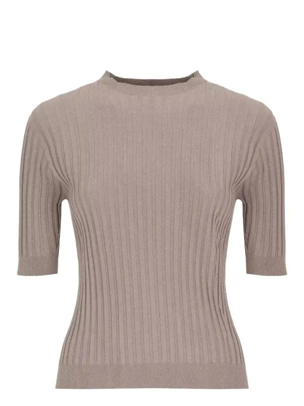 Peserico Ribbed-knit Short-sleeve Sweater - Neutrals