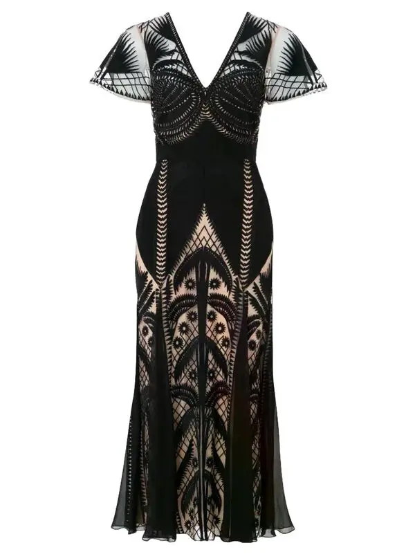 TEMPERLEY LONDON Giselle Geometric Print Dress - Black