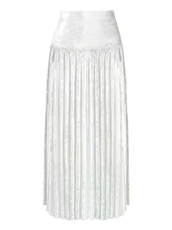 TEMPERLEY LONDON Filigree Pleated Midi Skirt - Silver
