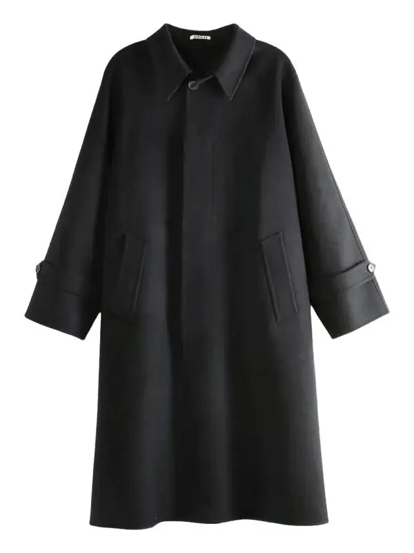 Auralee Buttoned Wool Coat - Black