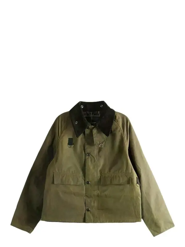 Barbour Spey Slim Waxed Jacket With Corduroy Collar - Green
