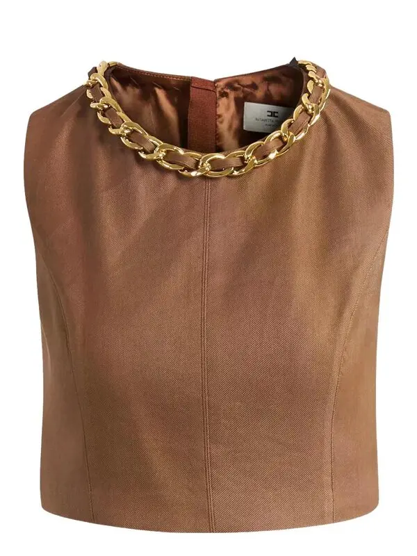 Elisabetta Franchi Chain-collar Top - Brown