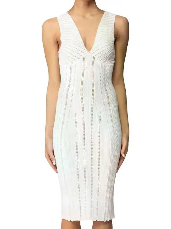 Elisabetta Franchi V-neck Midi Dress - White