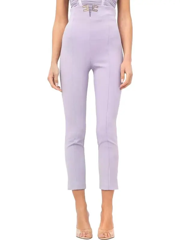 Elisabetta Franchi Logo Cropped Trousers - Purple