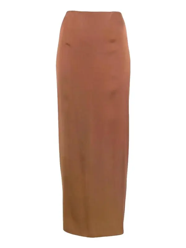 NOUVELLE SILK95FIVE Pencil Midi Skirt - Brown