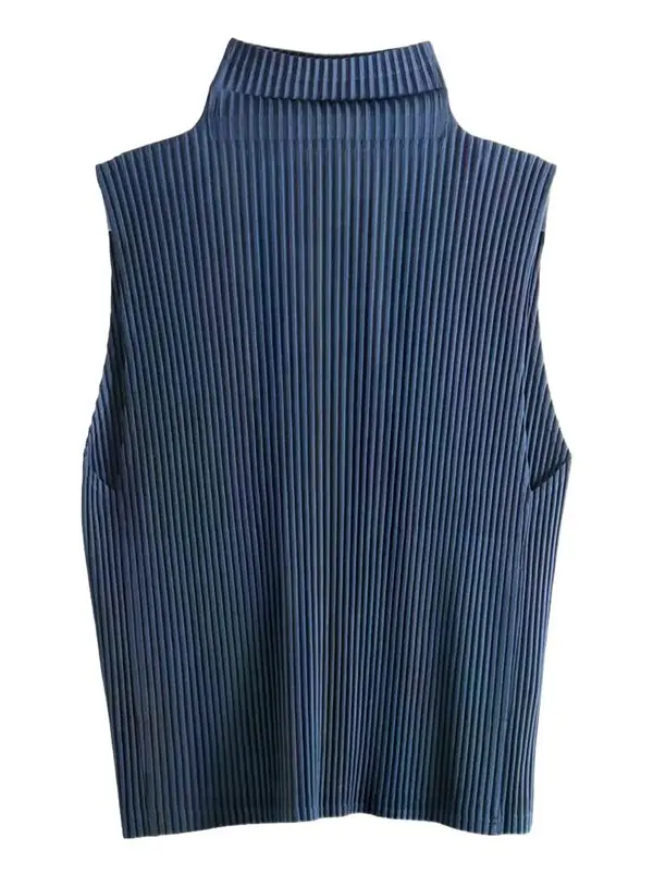 Issey Miyake Pleated Roll-neck Top - Blue
