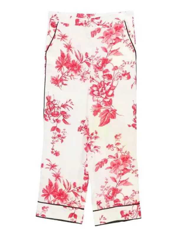 Liu Jo Floral Trim Trousers - White