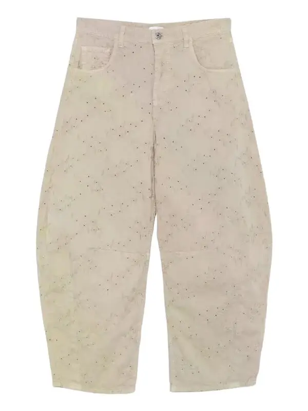 Liu Jo Floral Trousers With Logo Detail - Neutrals