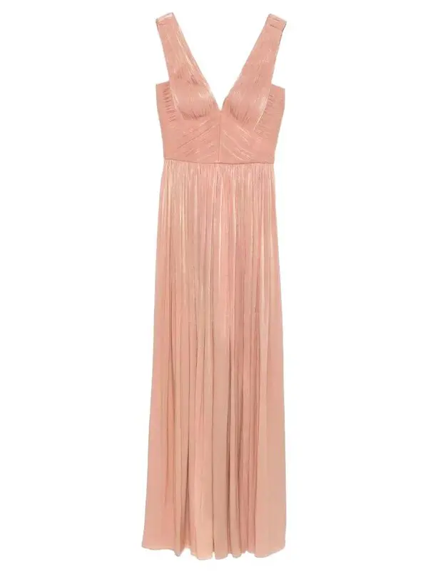 Costarellos V-neck Pleated Maxi Dress - Pink