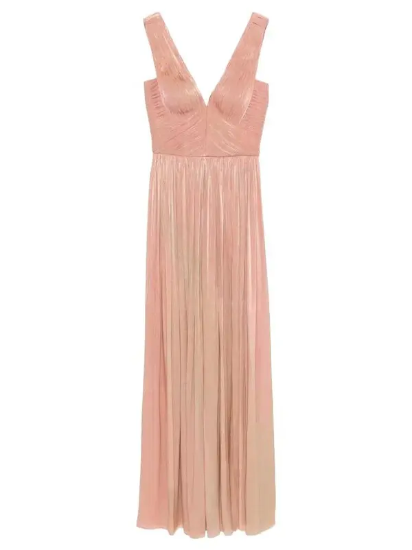 Costarellos V-neck Pleated Maxi Dress - Pink